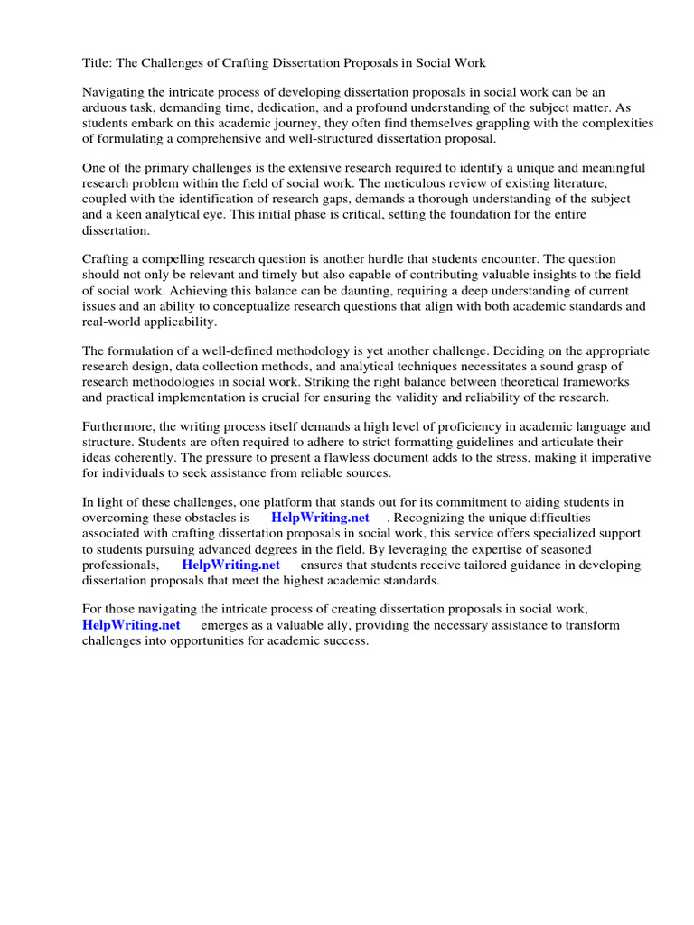 Examples of Dissertation Proposals in Social Work | PDF | Thesis ...