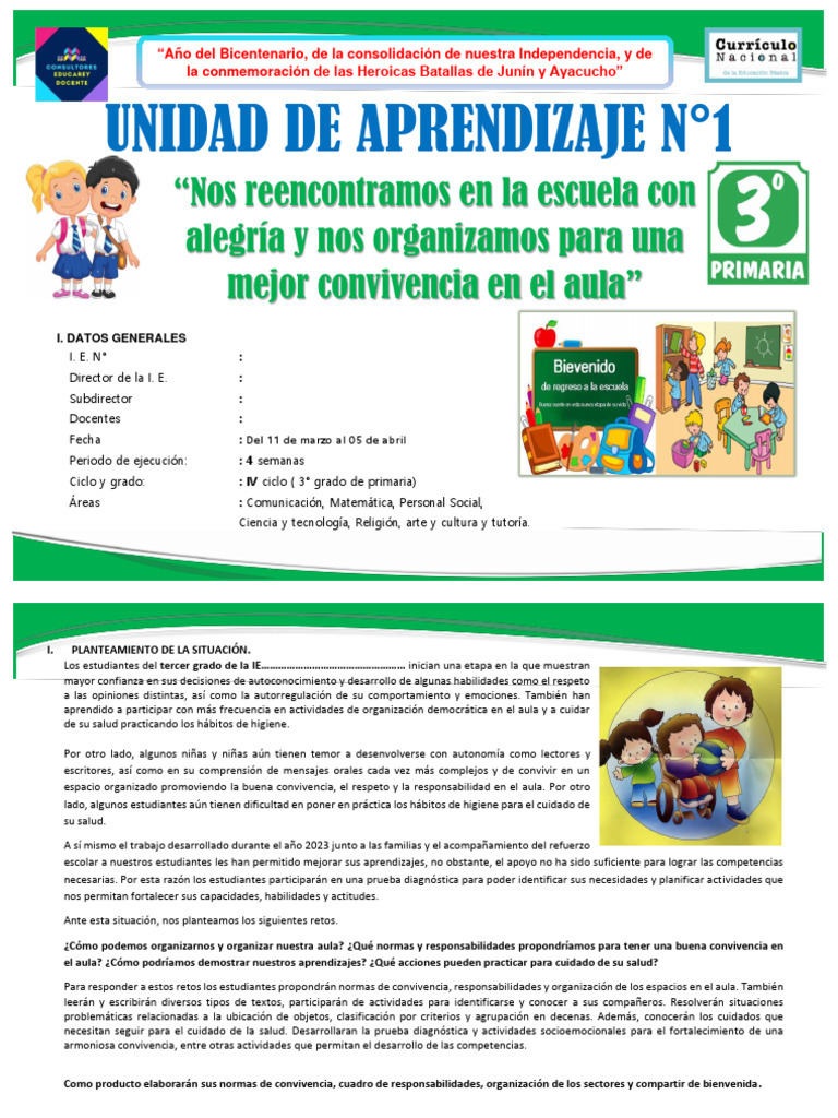 UNIDAD DE APRENDIZAJE N°1 | PDF | Números | Aprendizaje