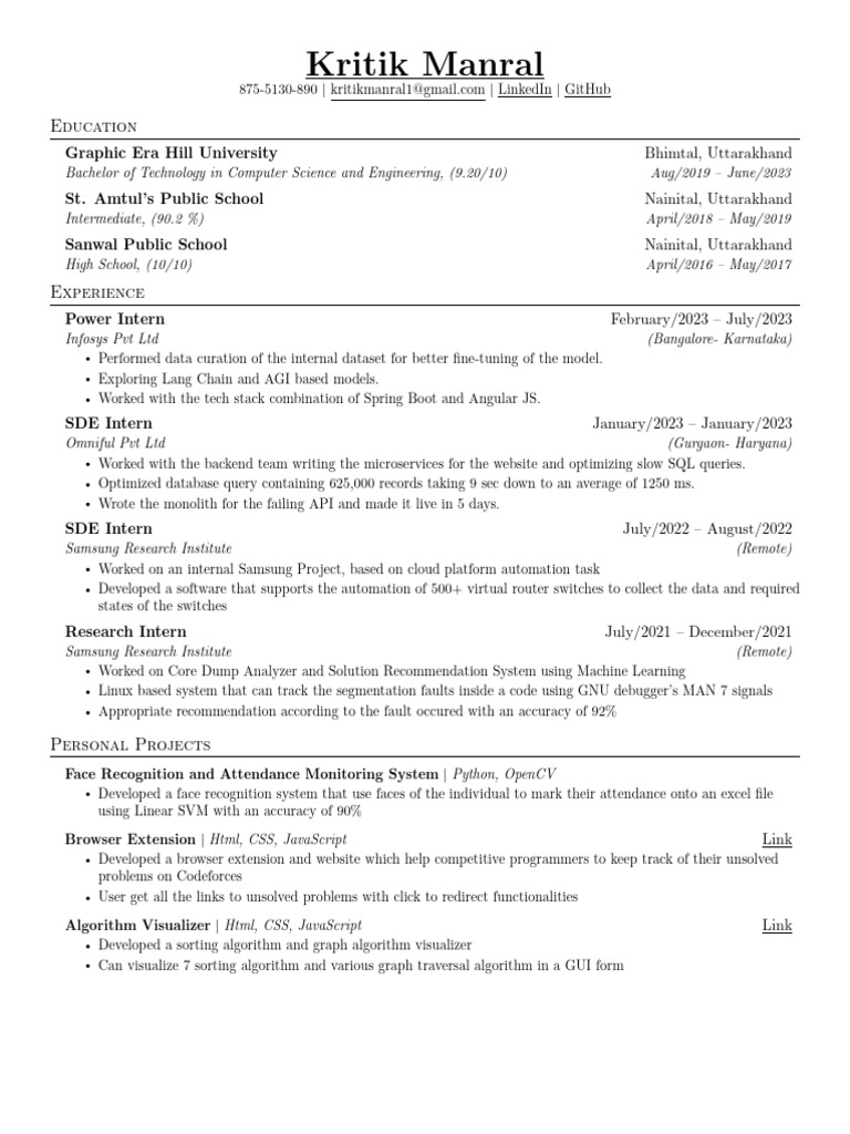 Kritik Resume | PDF | Java Script | Software Development