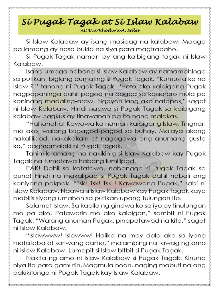 Si Pugak Tagak at Si Islaw Kalabaw | PDF