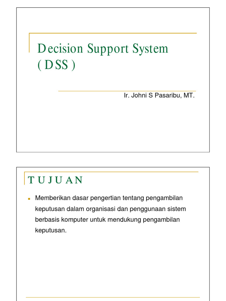 Decision Support Systems (DSS) 1 | PDF