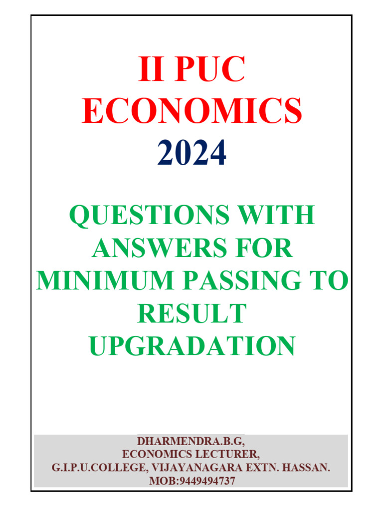 2nd PUC Economics Passing Package 2024 | PDF | Supply And Demand ...