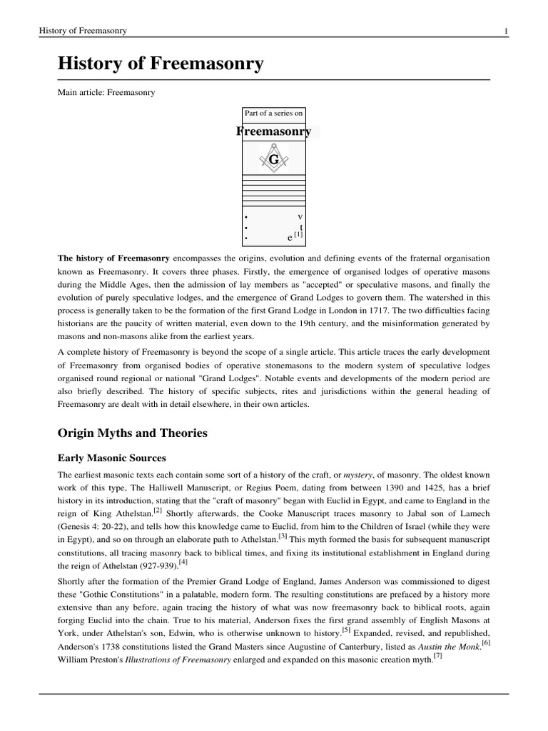 History of Freemasonry | PDF | Freemasonry | Masonic Lodge