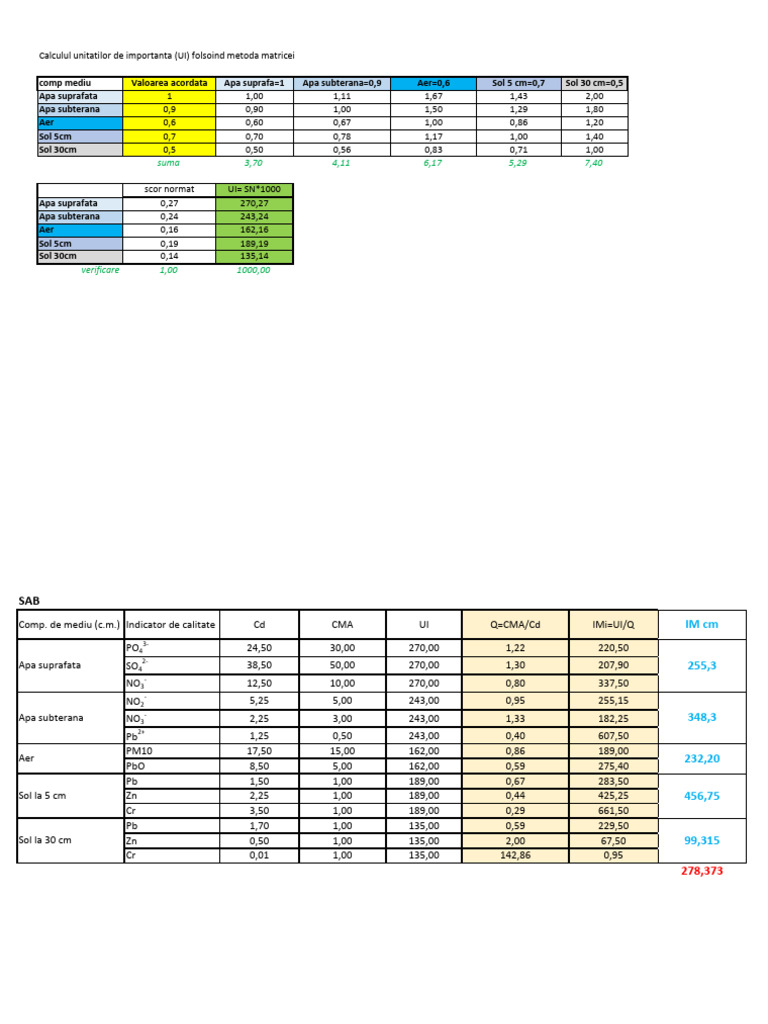 Matrice Importanta - SAB | PDF