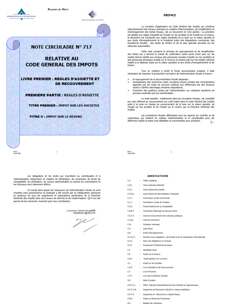 Note Circulaire sur le Code Fiscal Marocain | PDF | Impôts | Taxe sur la valeur ajoutée