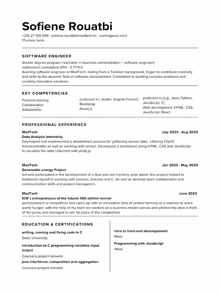 Minimalist White and Grey Professional Resume | PDF