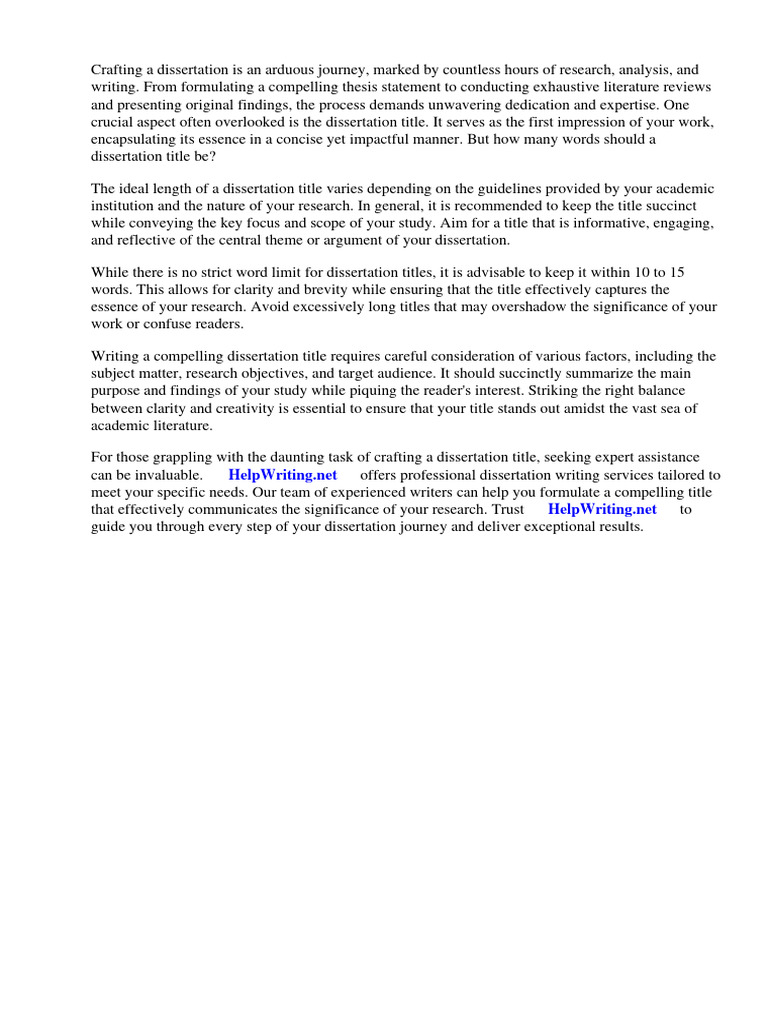 Dissertation Title Crafting Guide | PDF | Thesis | Apa Style