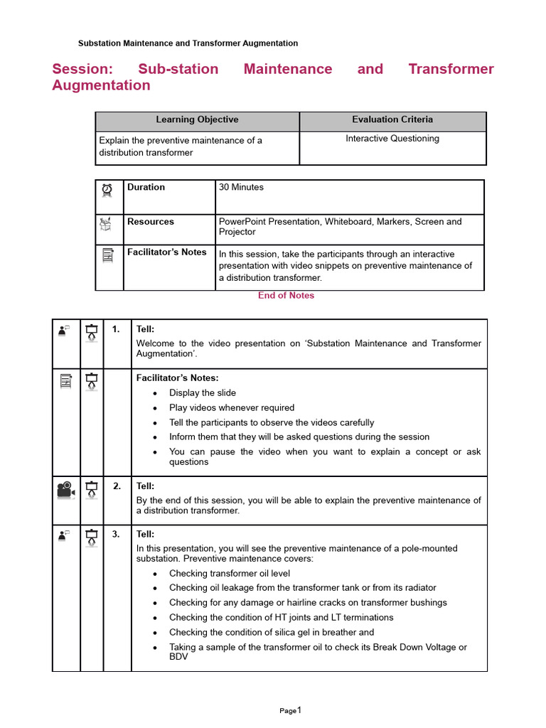 PSSC V2 U20 PoleMountedSubstationMaintenance FG V1.0 | PDF | Transformer | Electromagnetism