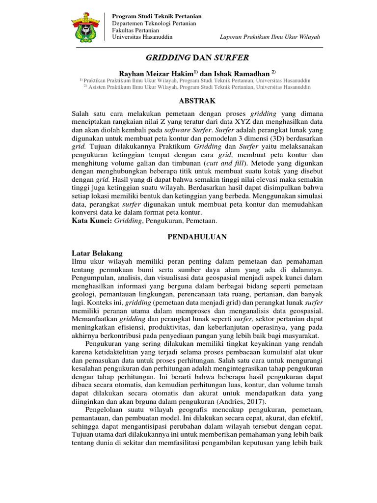 Praktikum Gridding dan Surfer Pertanian | PDF