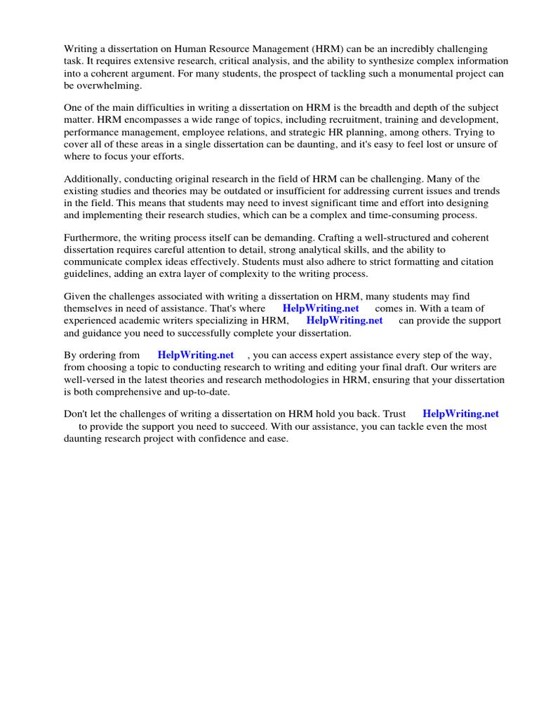 HRM Dissertation Help for Students | PDF | Human Resource Management ...