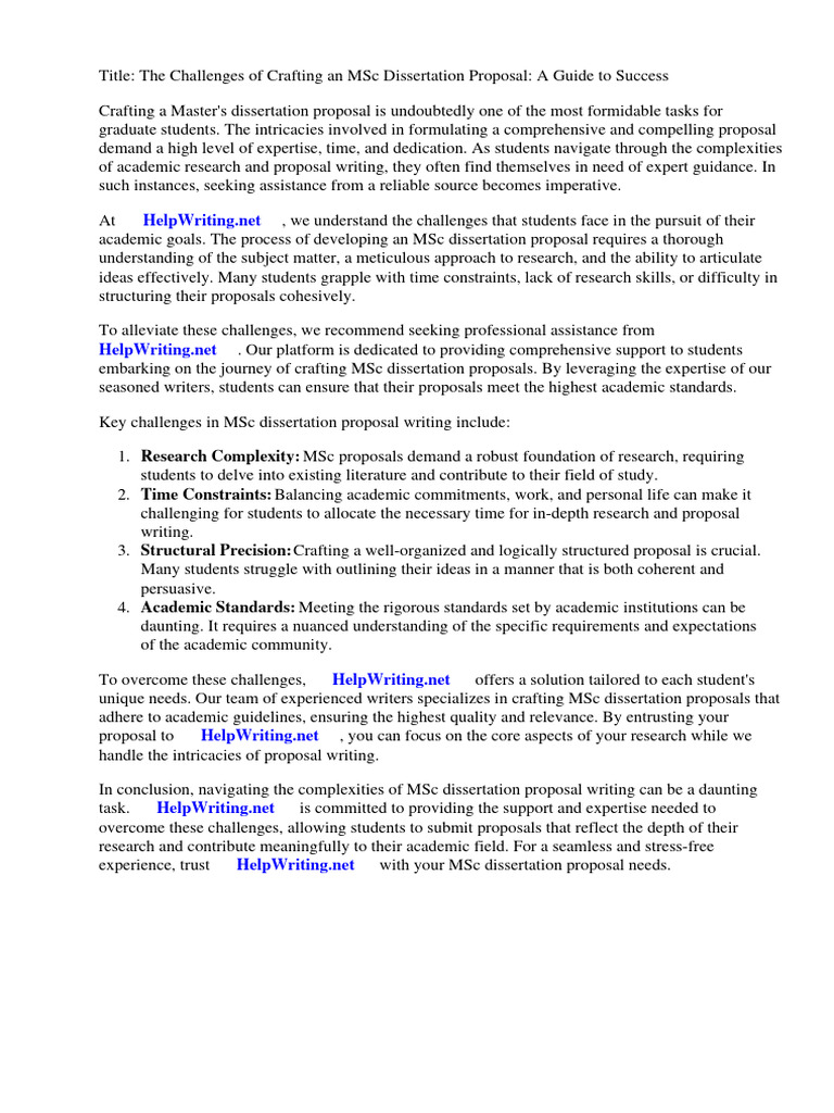 Msc Dissertation Proposal Sample Pdf Thesis Interest
