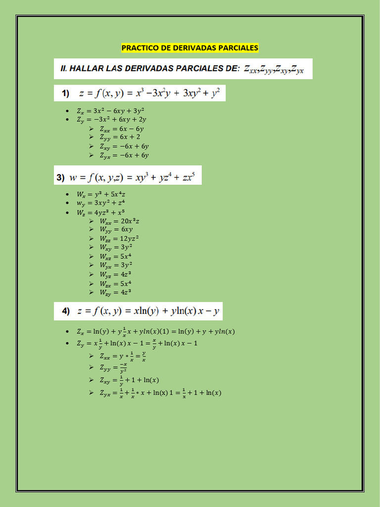Practico de Derivadas Parciales | PDF