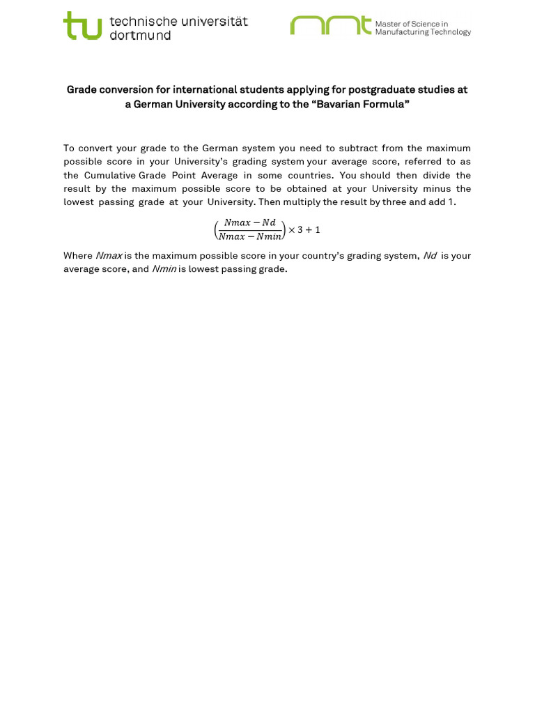 German Grade Formula For The Col | PDF | Career & Growth | Computers