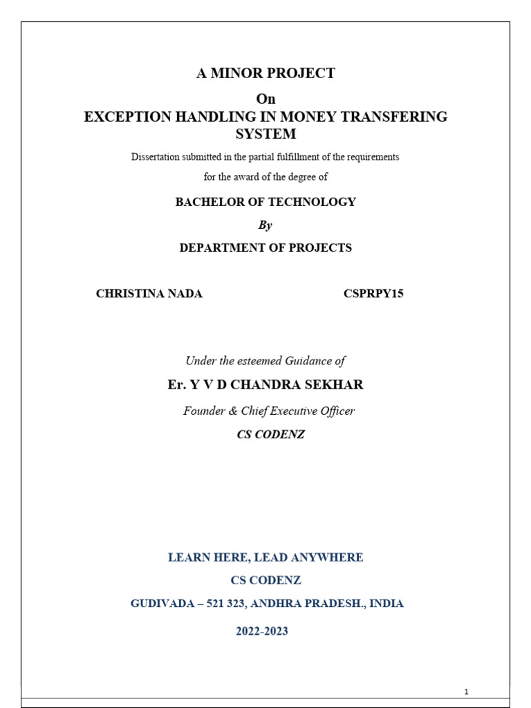A MINOR PROJECT Banking | PDF | Thesis | Computer Science