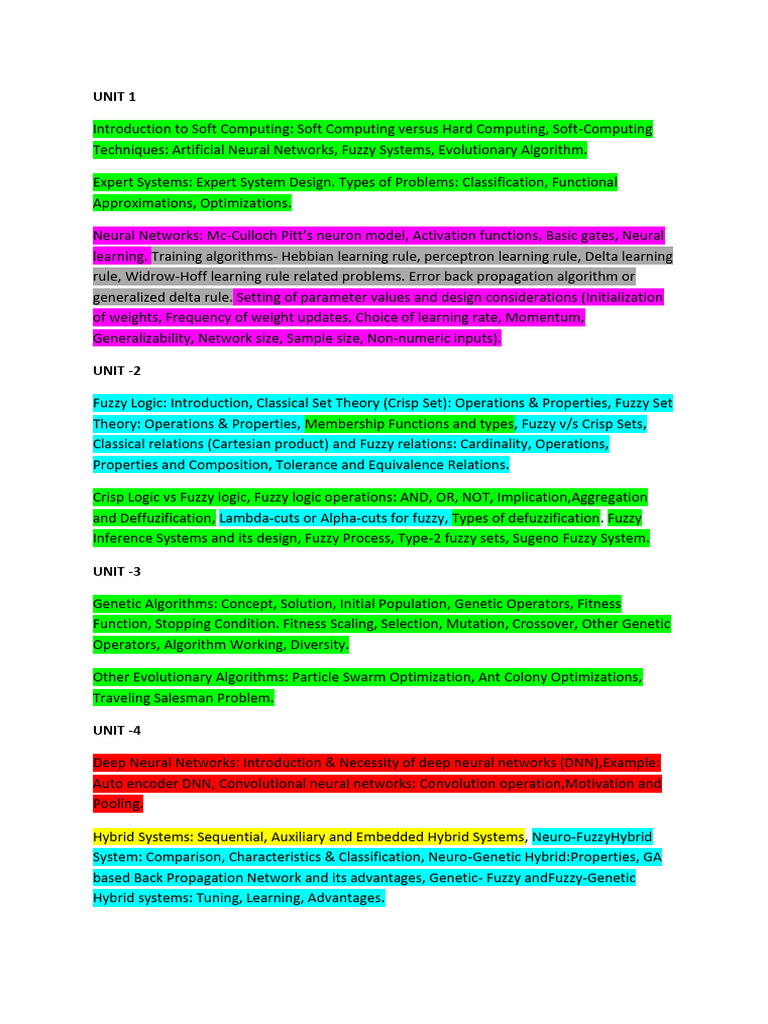 Syllabus Soft Computing - 19-20 | PDF | Fuzzy Logic | Artificial Intelligence