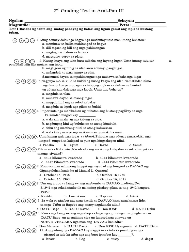AP EXAM 2nd Grading | PDF