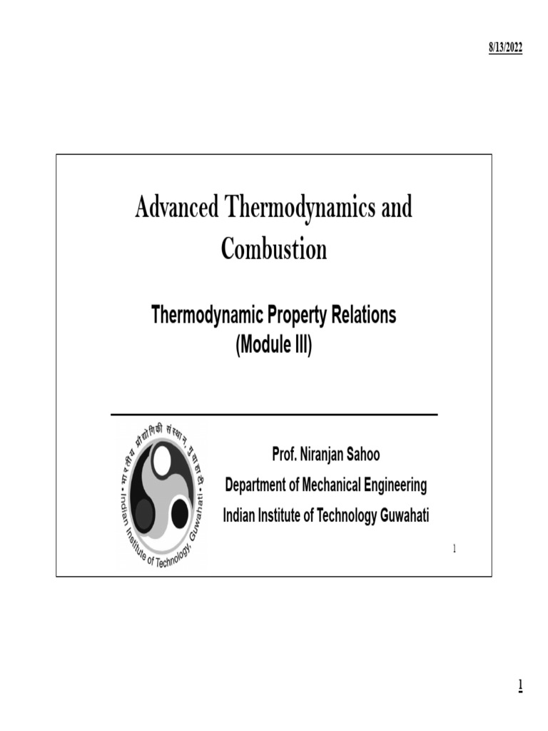 Advanced Thermodynamics and Combustion: Thermodynamic Property ...