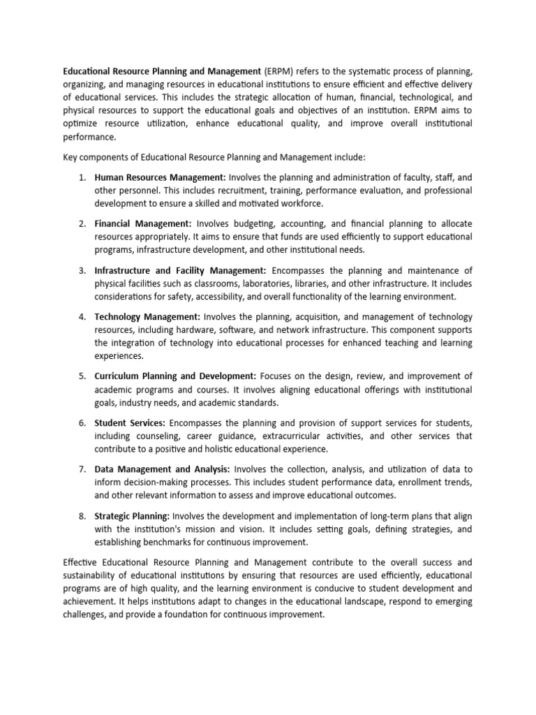 Educational Resource Planning and Management | PDF | Infrastructure | Goal
