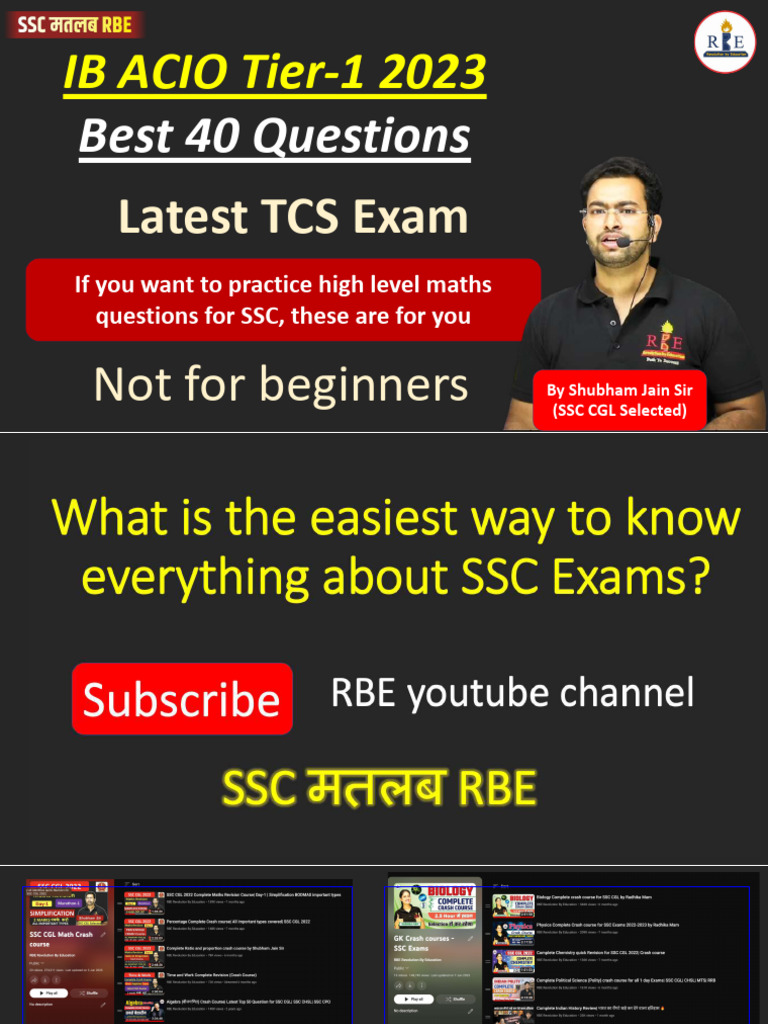 IB ACIO 2023 Jan 2024 Top 40 Question With Solution Link RBE | PDF ...