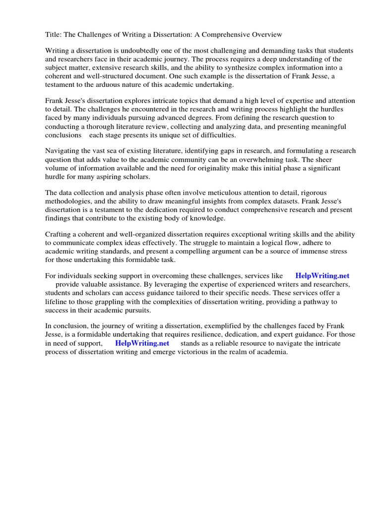 Frank Jesse Dissertation | PDF | Jesse James