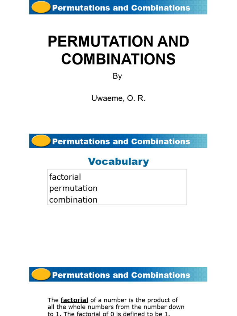 Permutation and Combinations | PDF | Permutation | Number Theory