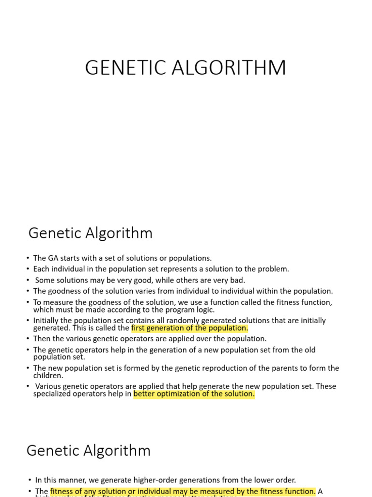 Genetic Algorithm-Contd | PDF | Genetic Algorithm | Natural Selection Genetic Algorithm-Contd | PDF | Genetic Algorithm | Natural Selection