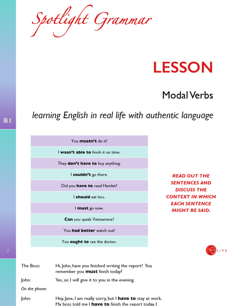 Grammar MODAL VERBS II B1 | PDF