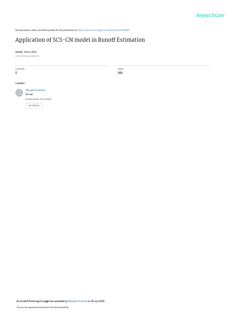 Application of SCS-CN Model in Runoff Estimation | PDF | Surface Runoff ...