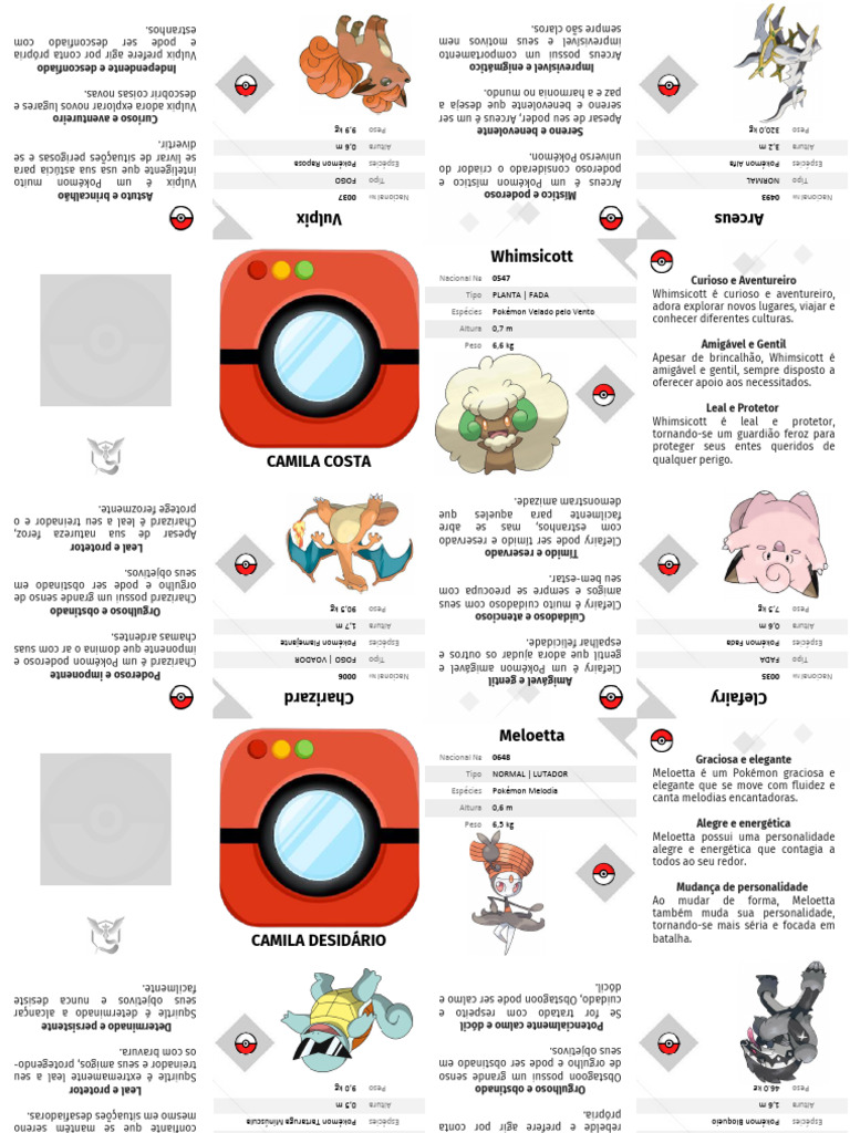 Ficha Pokemon 3DT Victory | Download grátis PDF | Pokémon