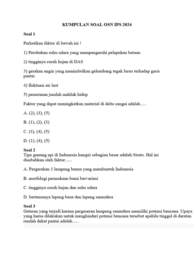 Soal Osn Ips 2024 | PDF | Sains & Matematika