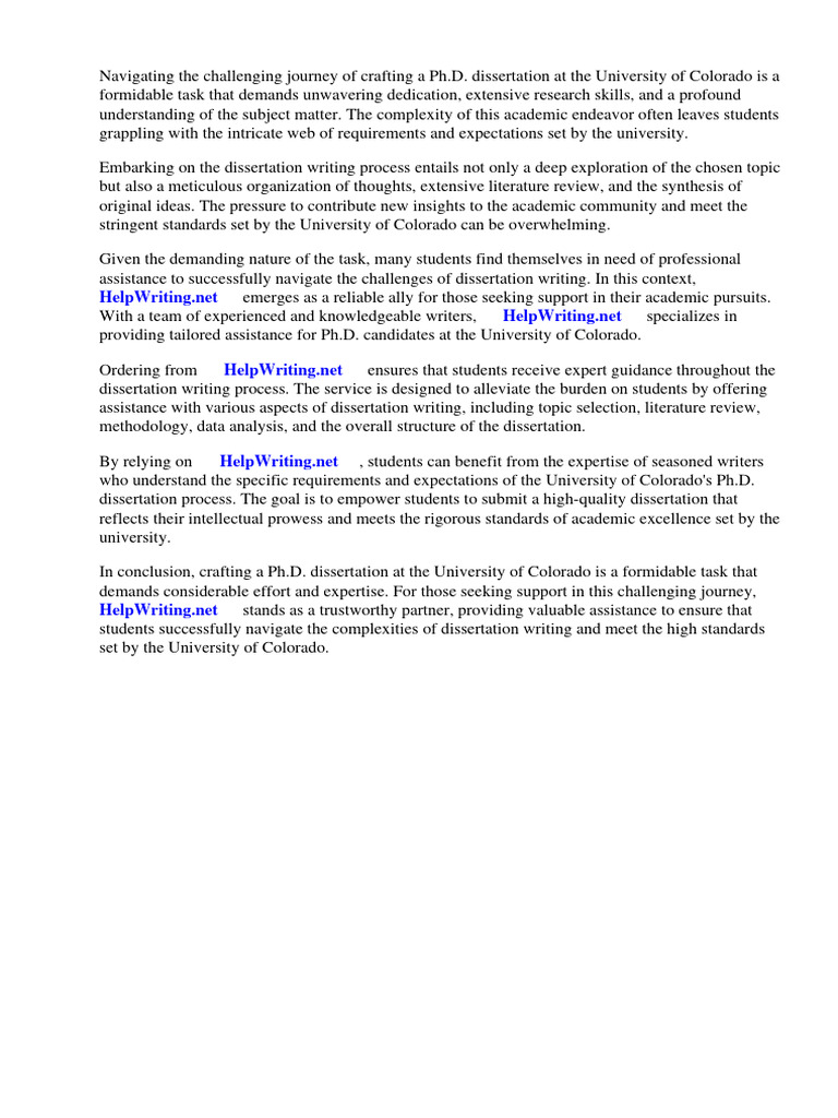 Ph.D. Dissertation Support at CU Boulder | PDF | Thesis | Doctor Of Philosophy