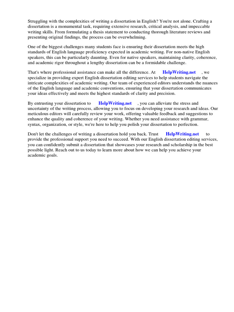English Dissertation Editing Services | PDF