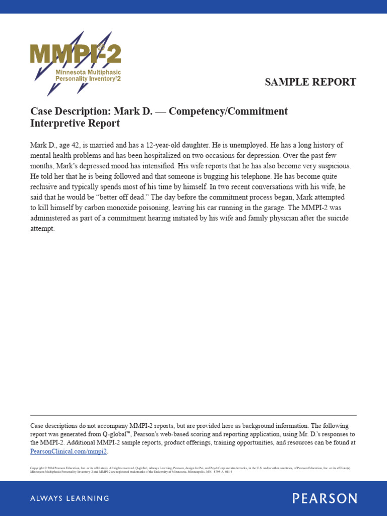 Mmpi 2 Forensic Competency Commitment Interpretive Report | PDF