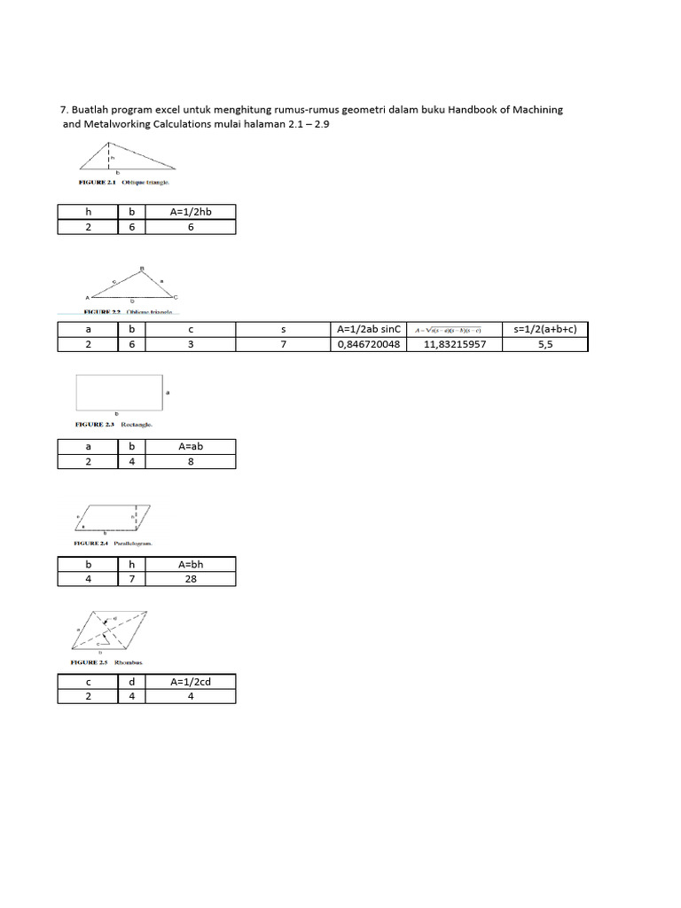 Excel Program for Geometry Calculations | PDF
