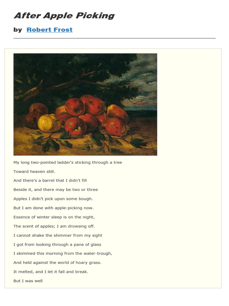After Apple Picking | PDF
