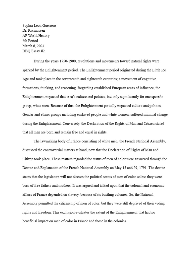 Unit 5 DBQ Atlantic Revolutions Essay | PDF | Citizenship ...