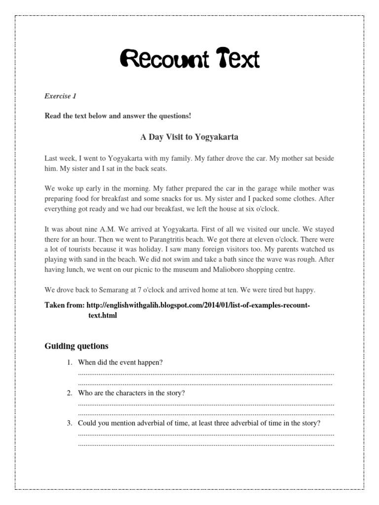 Individual Task Recount Text 2 | PDF
