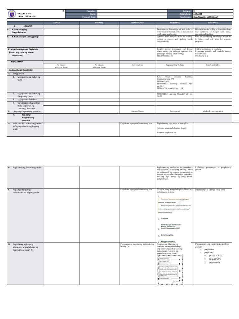 DLL - MTB 2 - Q2 - W11 Semestrial Break Item Analysis | PDF