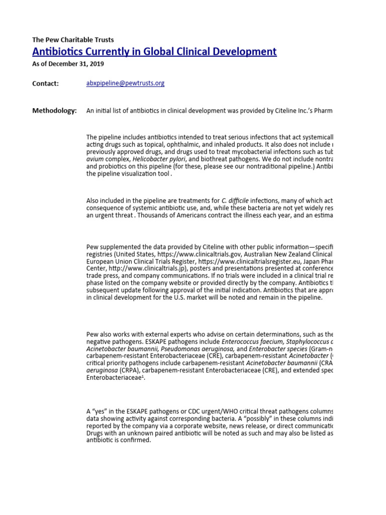 Antibiotics Currently in Development April 2020 | PDF | Health Sciences ...