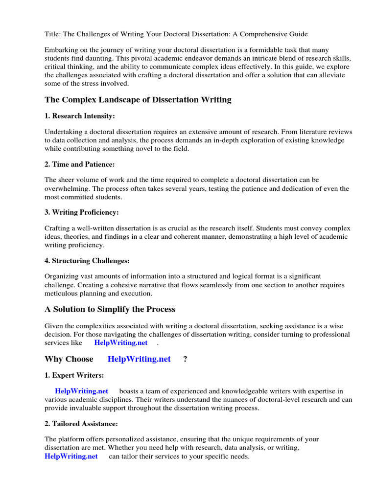 Writing Your Doctoral Dissertation PDF | PDF | Thesis | Doctor Of ...