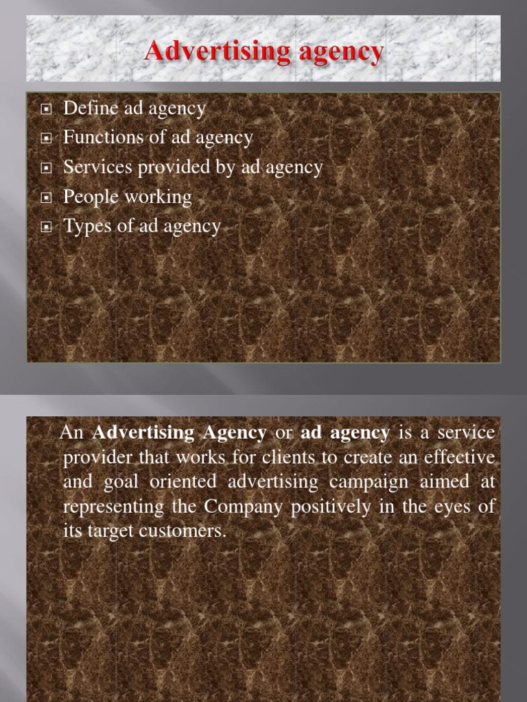 Define Ad Agency Functions of Ad Agency Services Provided by Ad Agency ...