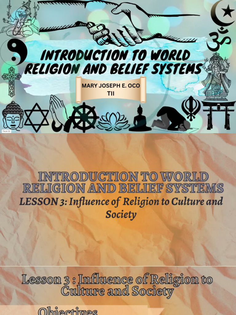 Q1 - Lesson 3 - Influence of Religion To Culture and Society | PDF