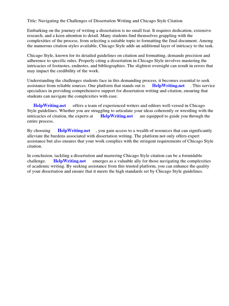 How To Cite A Dissertation Chicago Style | PDF | Citation | Apa Style
