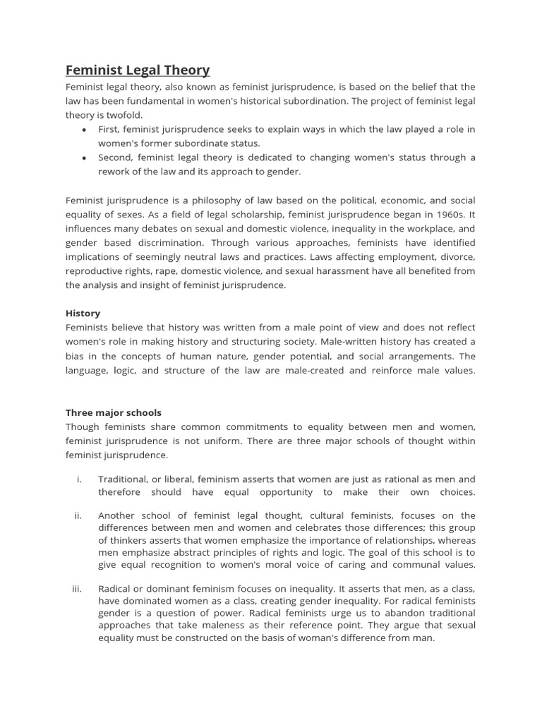 Feminist Legal Theory | PDF | Feminism | Gender Studies