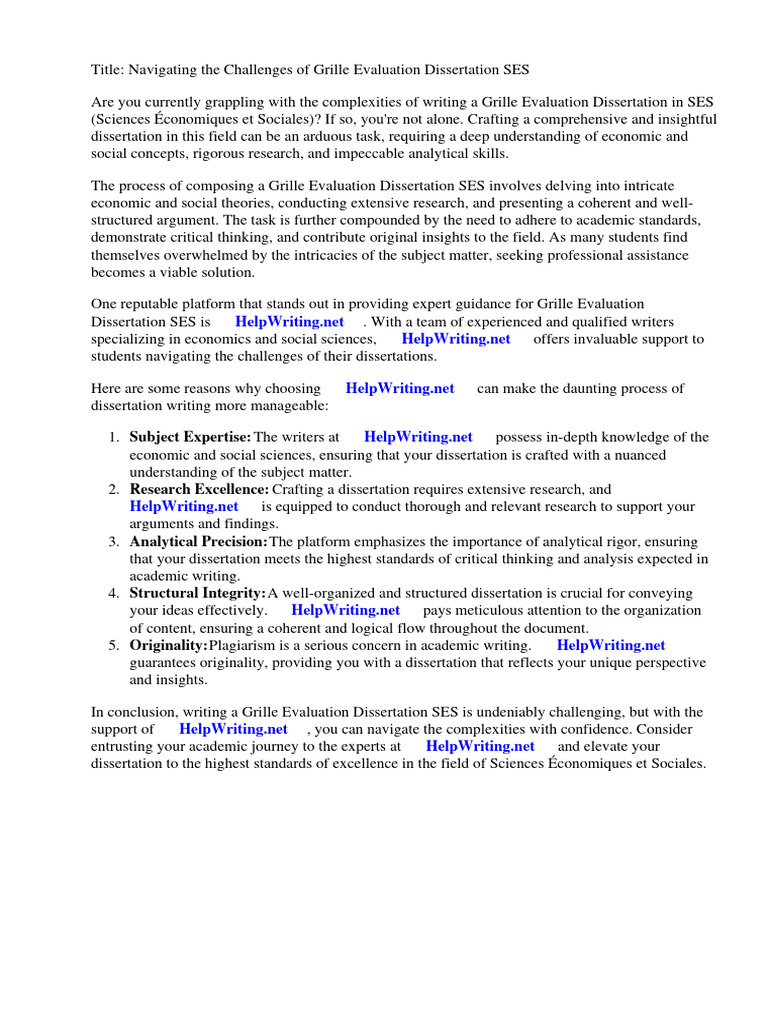 Grille Evaluation Dissertation Ses | PDF | Critical Thinking | Thought