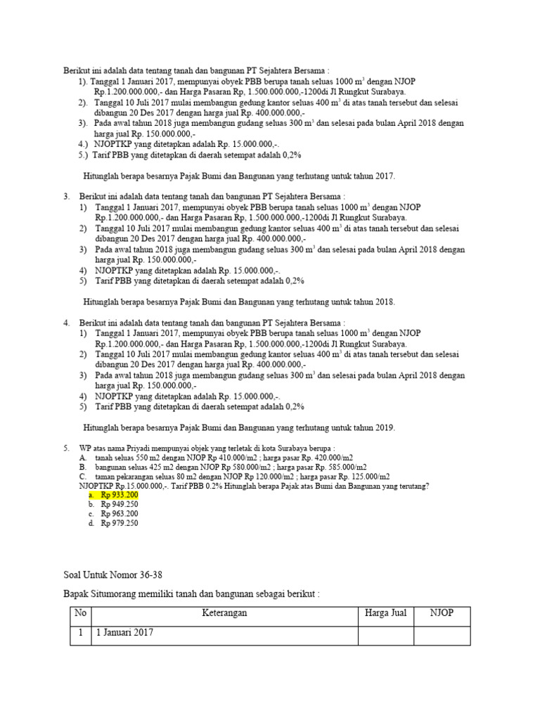 Latihan PBB dan BPHTB | PDF