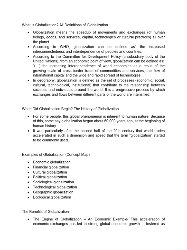 GLOBALIZATION SUMMARY | PDF | Globalization | Economic Globalization