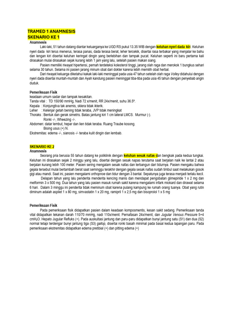 PM Tramed 1 Anamnesis Skenario | PDF