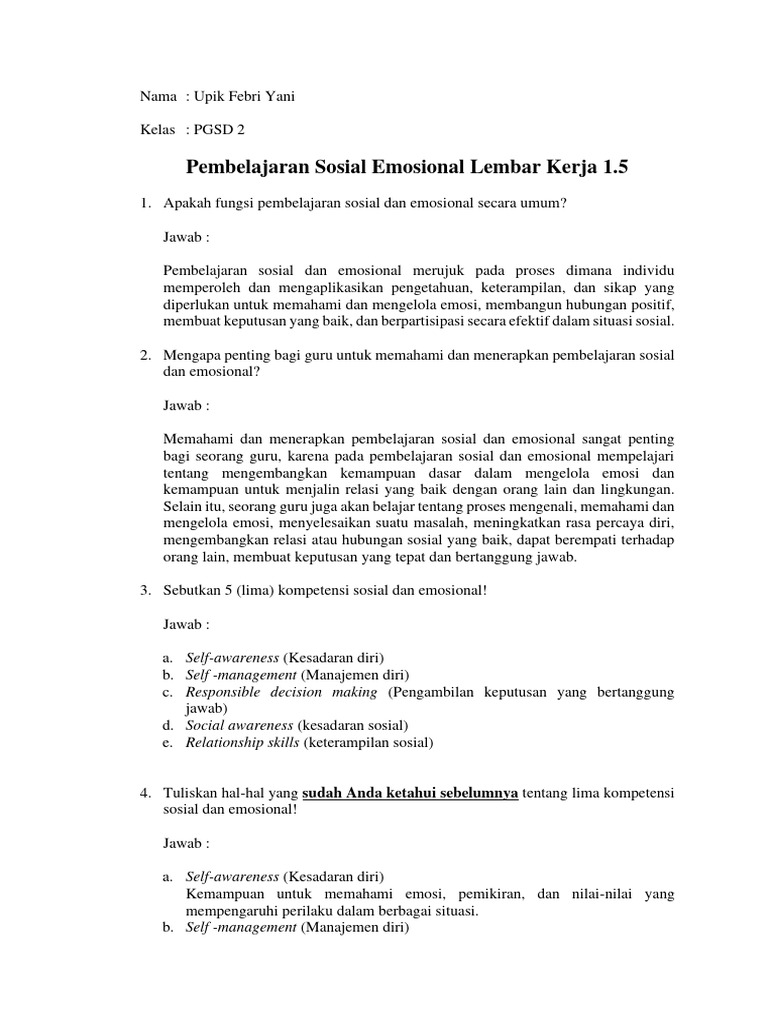 Pentingnya Pembelajaran Sosial Emosional | PDF | Karier & Perkembangan | Pengembangan Diri