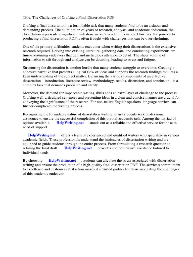 Final Dissertation PDF | PDF